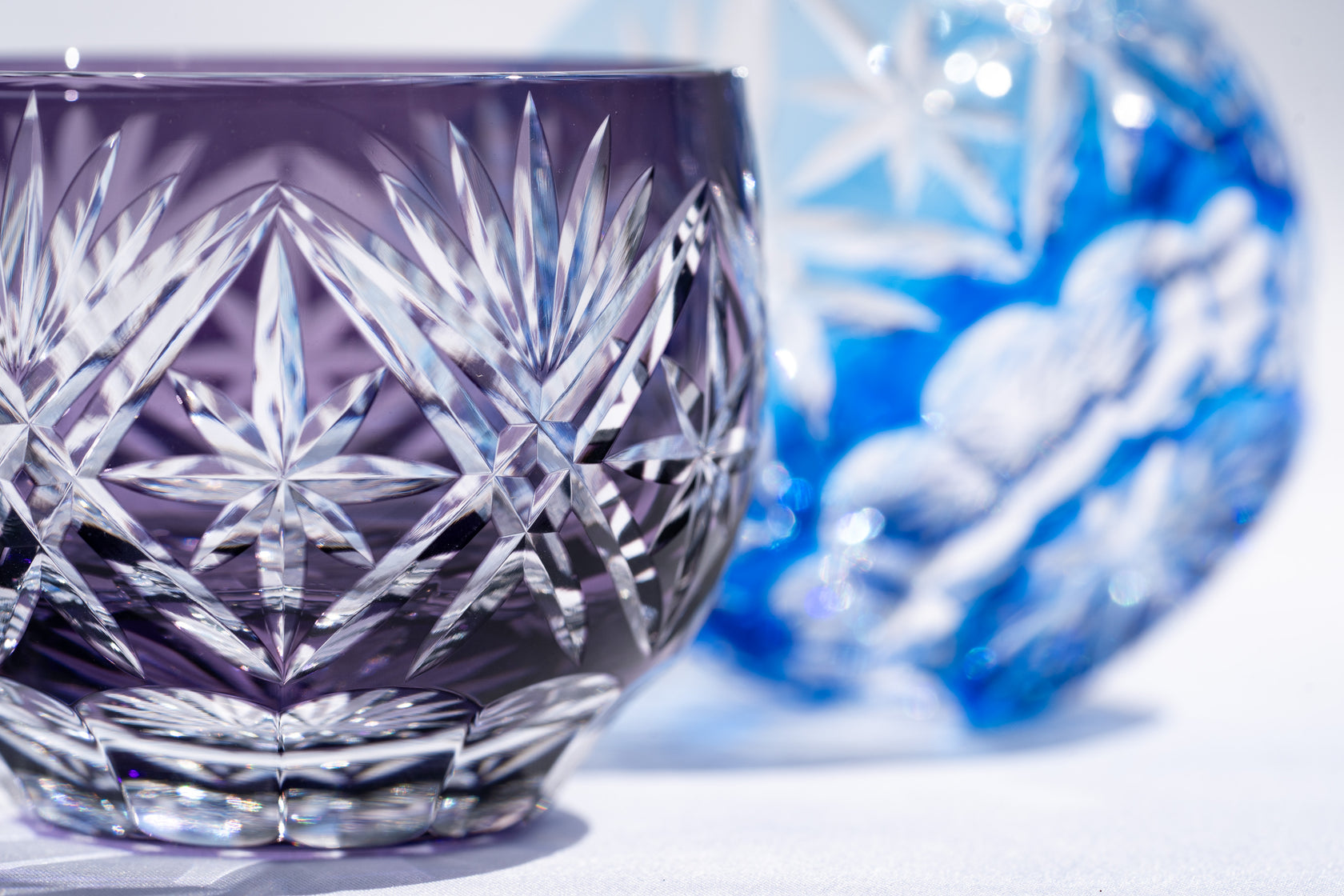 M-086-V 剣菱星文様 ぐい呑 ムラサキ – 硝子工房 彩鳳