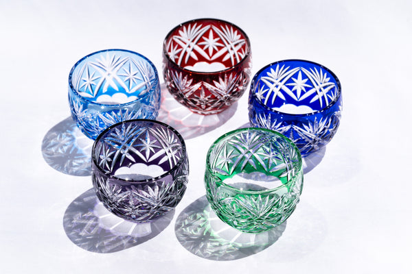 M-086-BL 剣菱星文様 ぐい呑 ブルー – 硝子工房 彩鳳