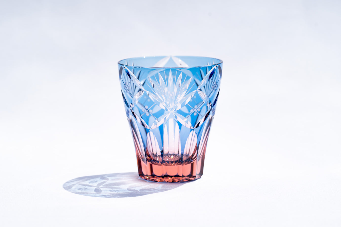 M-8573-BP 七宝笹の葉文様 ミニオールド ブルーピンク 江戸切子 直販限定品 – 硝子工房 彩鳳