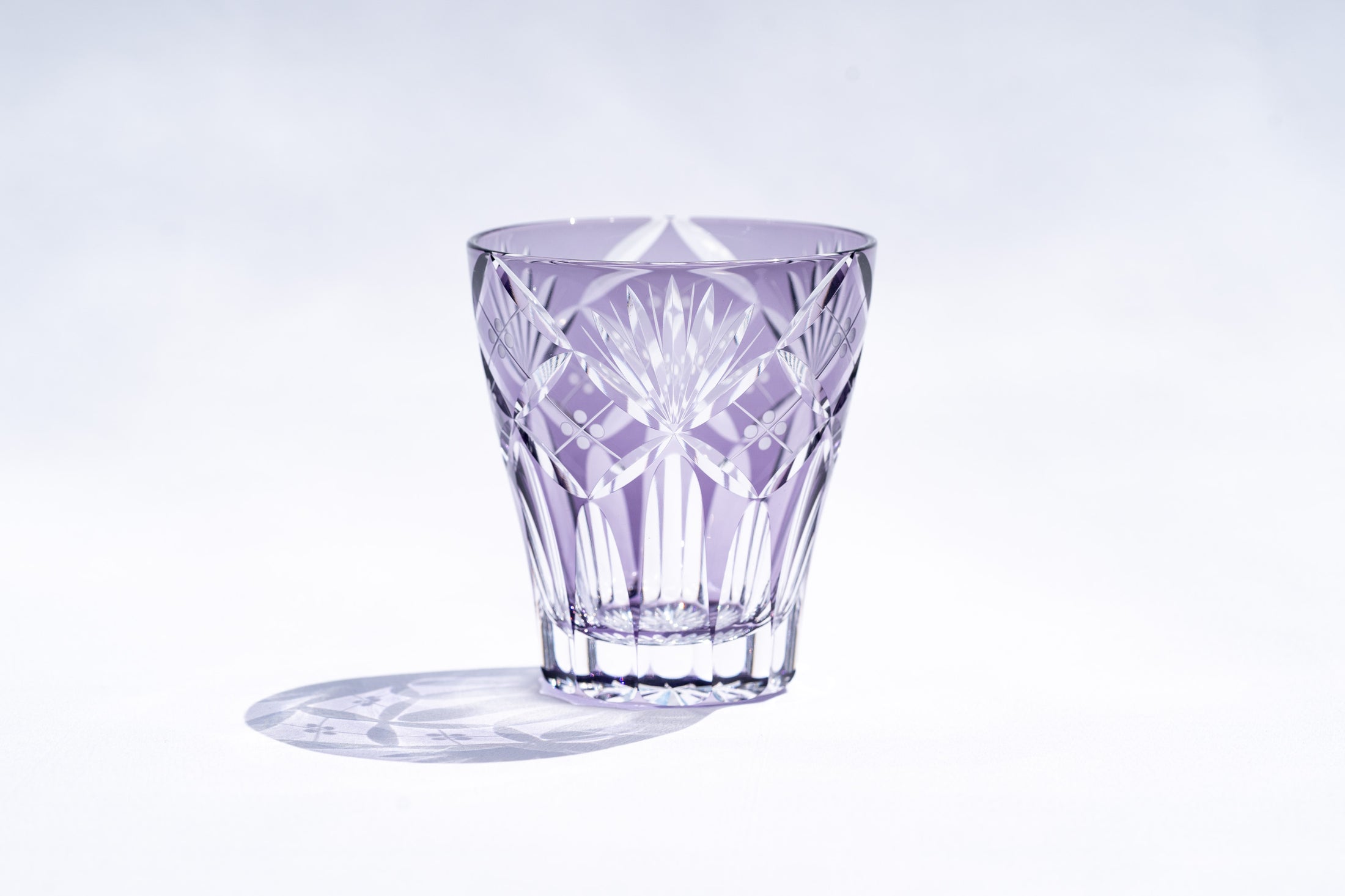 M-8573-V 七宝笹の葉文様 ミニオールド ムラサキ 江戸切子 直販限定品 – 硝子工房 彩鳳