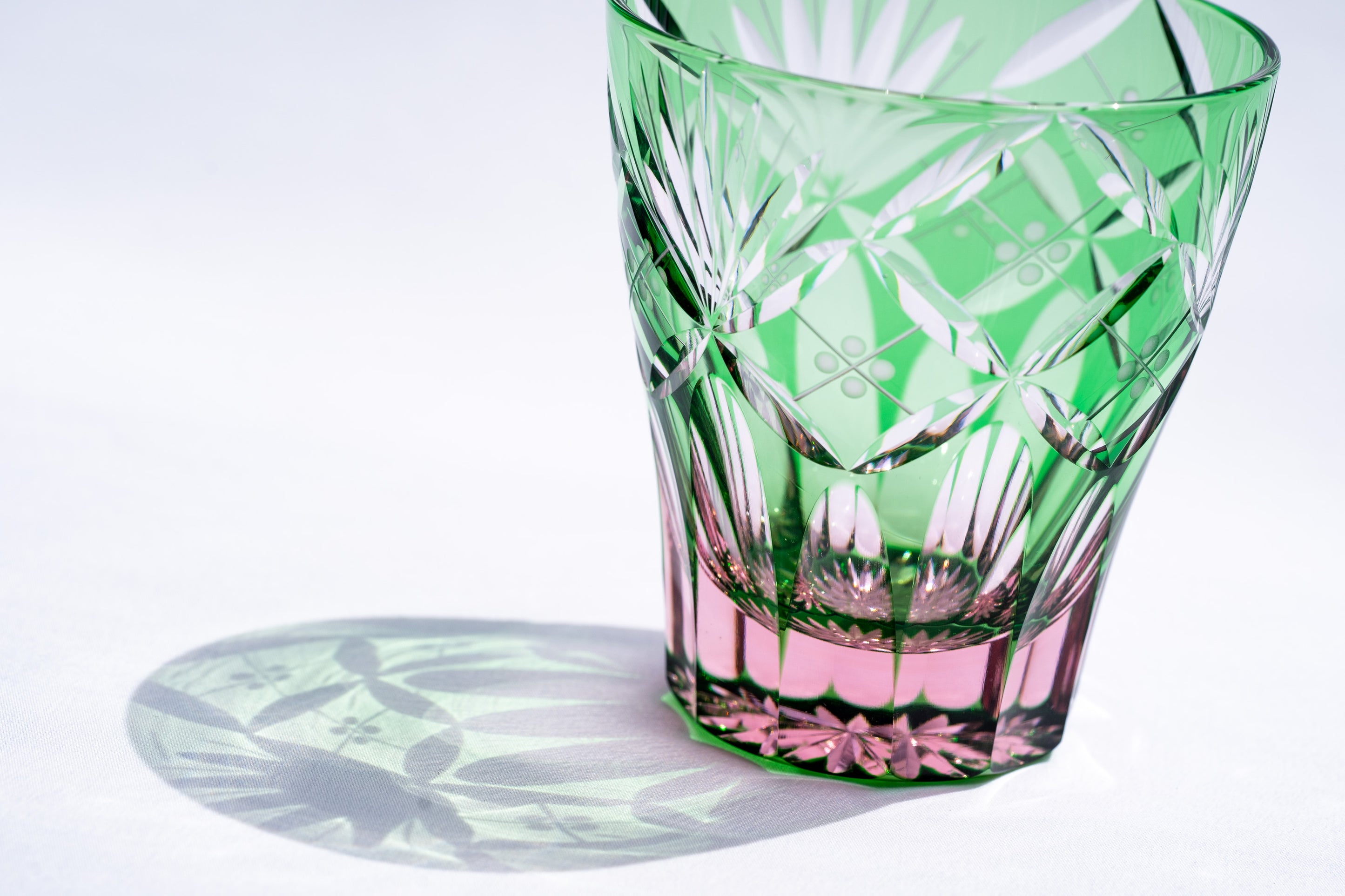 M-8573-BP 七宝笹の葉文様 ミニオールド ブルーピンク 江戸切子 直販限定品 – 硝子工房 彩鳳