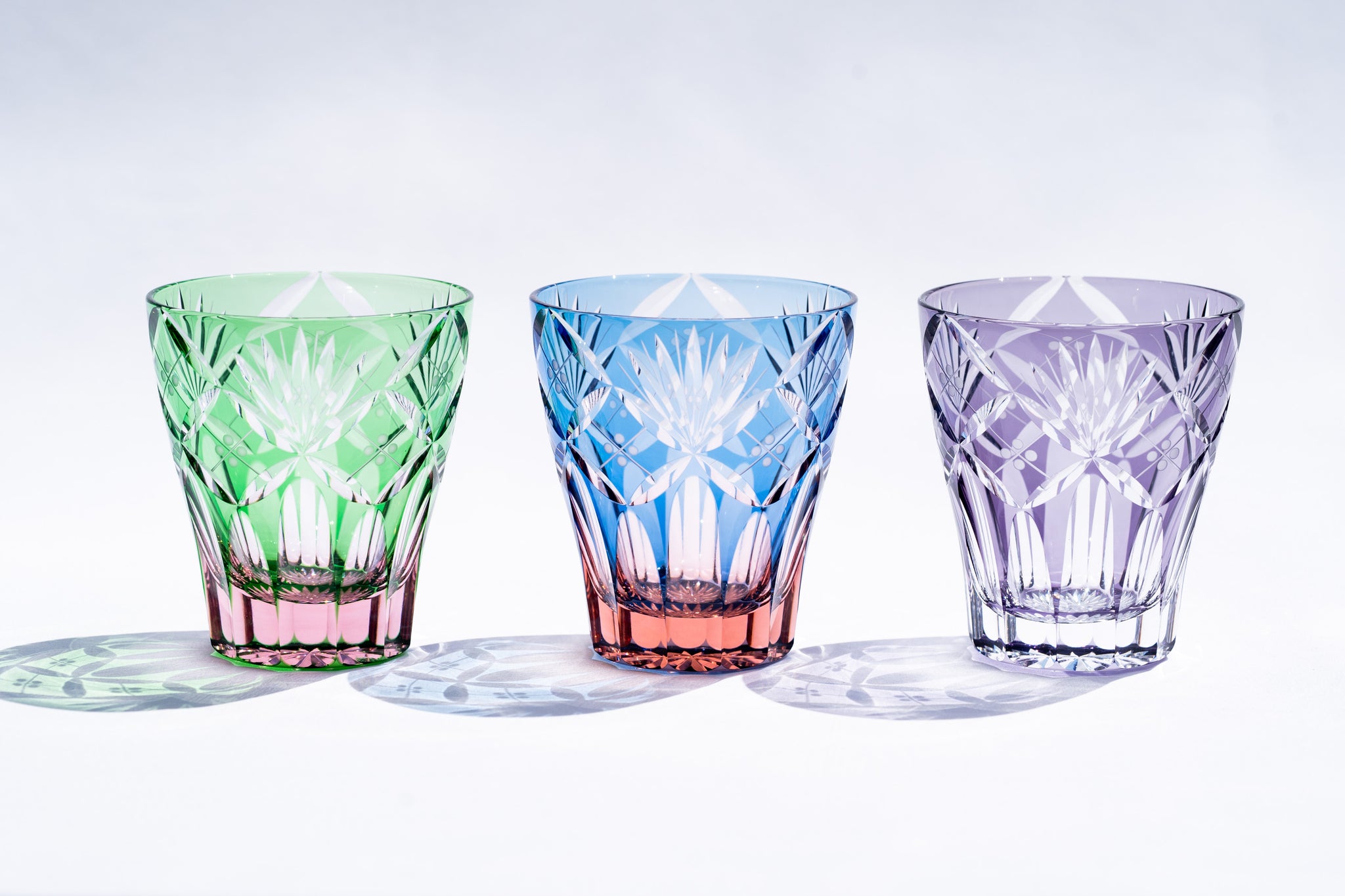 M-8573-2BP 七宝笹の葉文様 ミニオールド ペア 江戸切子 直販限定品 – 硝子工房 彩鳳