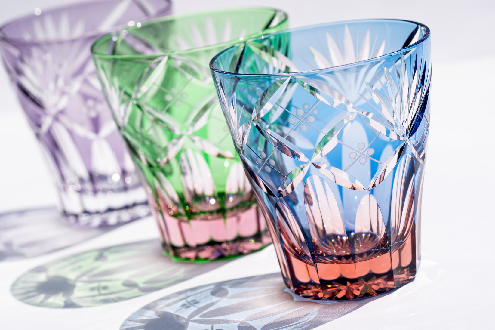 M-8573-2BP 七宝笹の葉文様 ミニオールド ペア 江戸切子 直販限定品 – 硝子工房 彩鳳