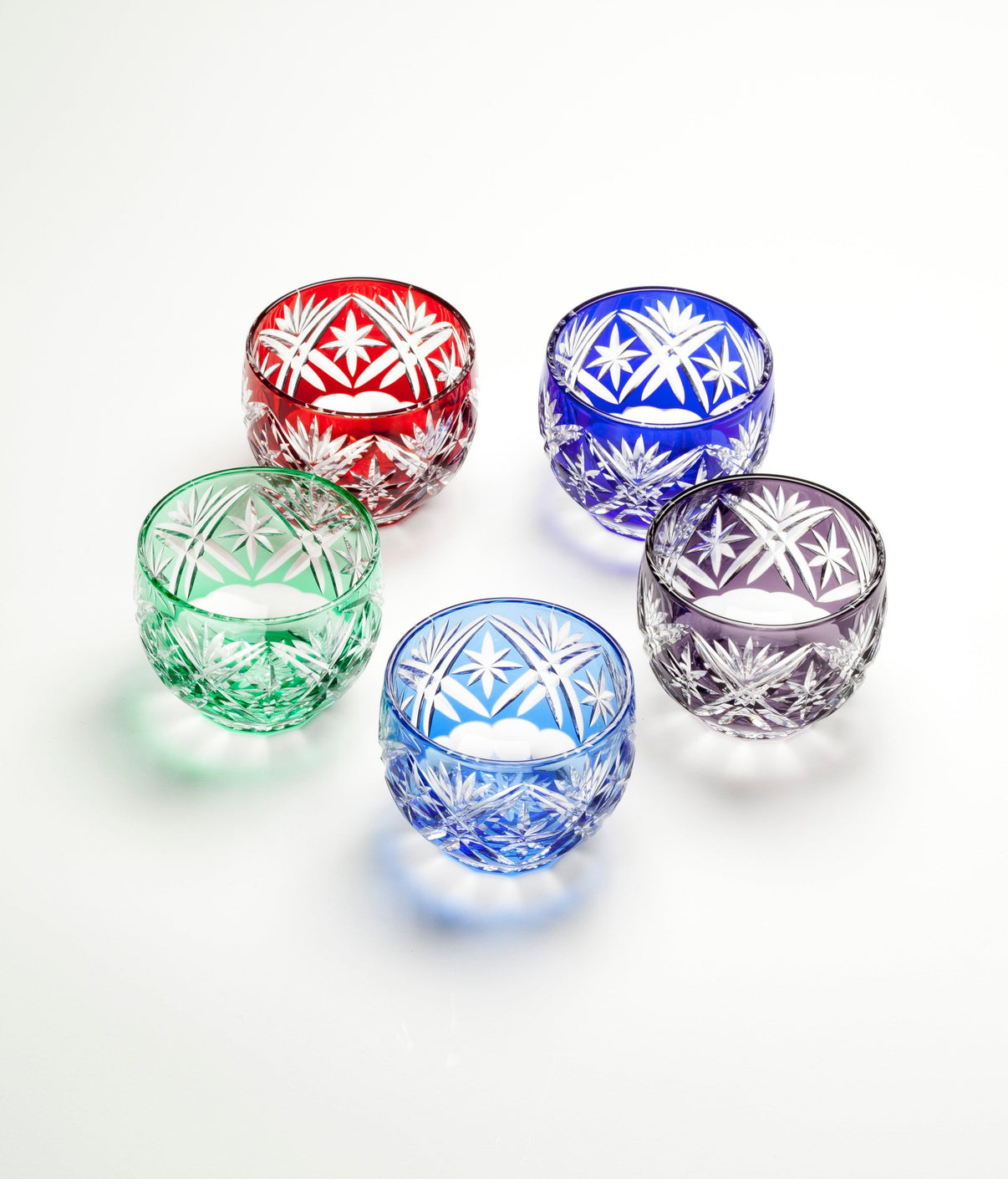 M-086-5 剣菱星文様 ぐい呑 五客揃 – 硝子工房 彩鳳