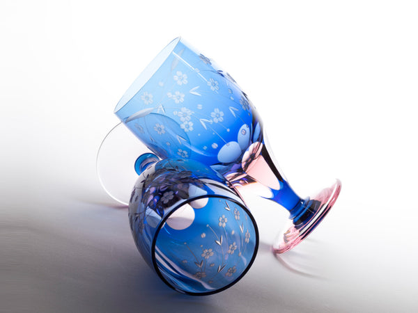 M-64-2BP 桜文様 足付ビール杯 ペア – 硝子工房 彩鳳