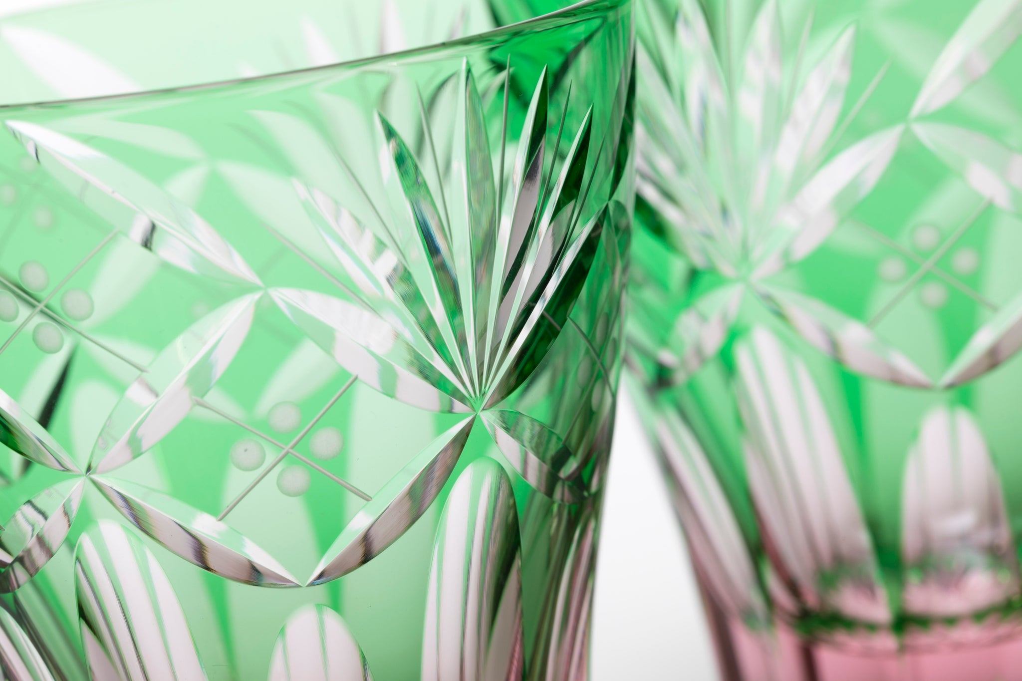 M-8573-2PG 七宝笹の葉文様 ミニオールド ペア – 硝子工房 彩鳳